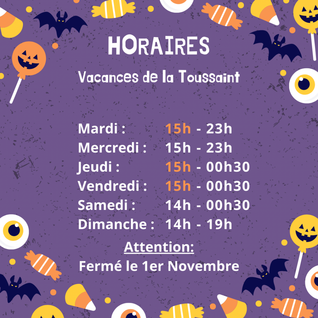 Horaires de Vacances de la Toussaint - Place des Meeples